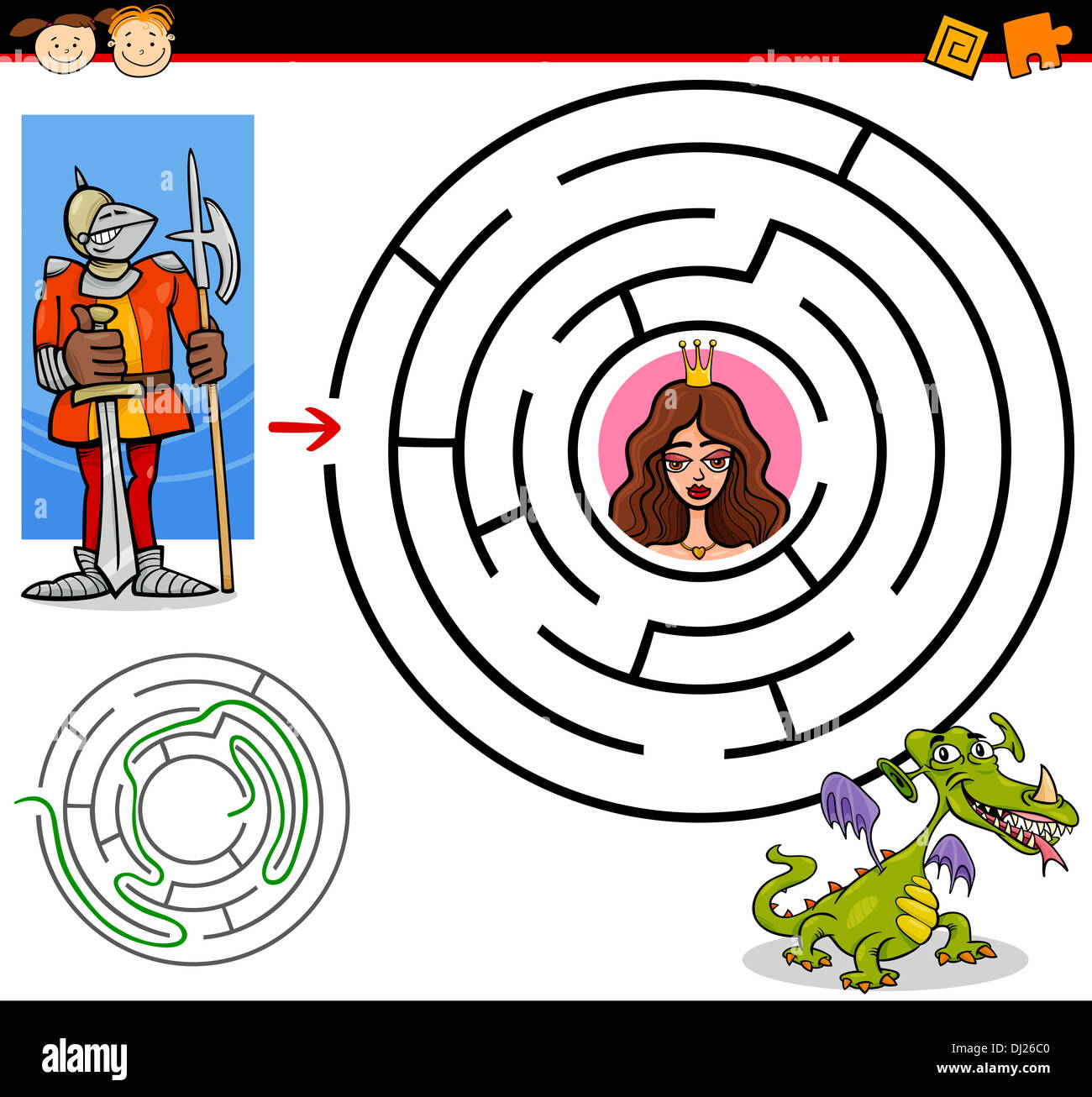 Cartoon Illustration of Education Maze or Labyrinth Game for Preschool ...
