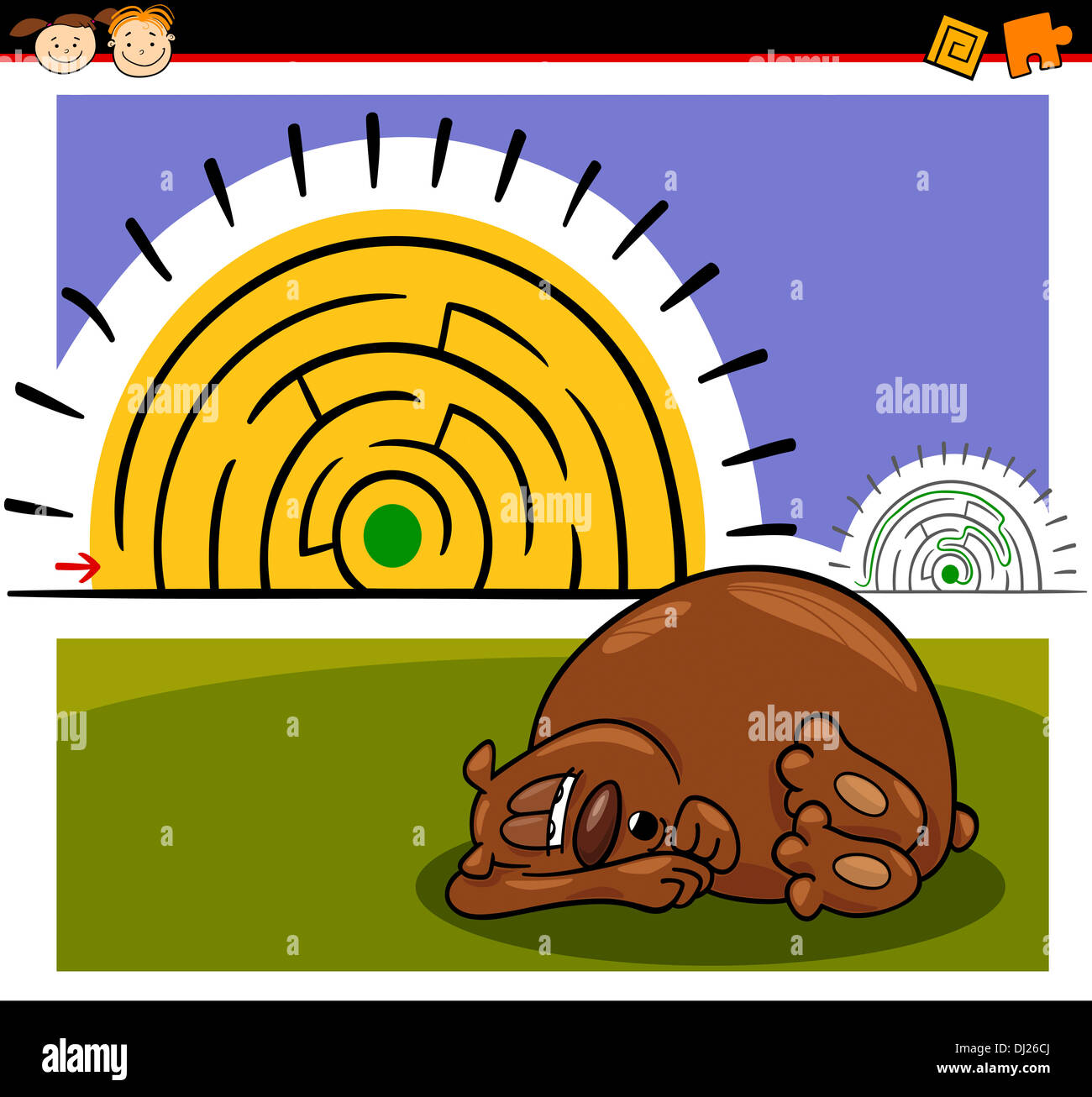 Cartoon Illustration of Education Maze or Labyrinth Game for Preschool ...