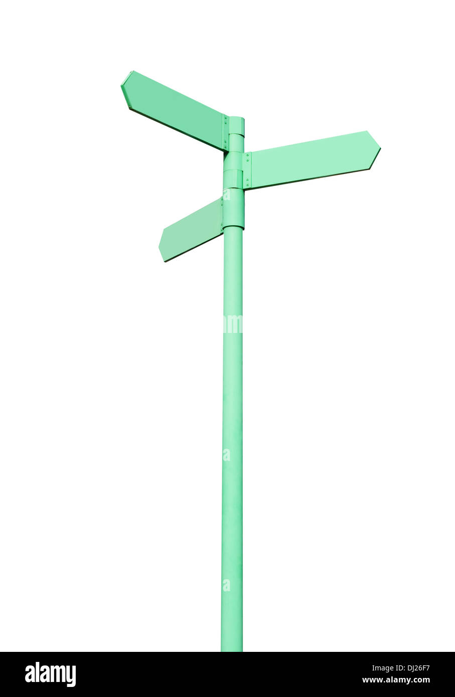 Three-directional signpost isolated over white Stock Photo - Alamy