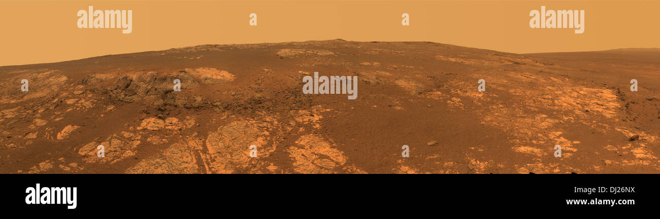 A wide panoramic landscape of the surface of Mars taken by the Mars ...