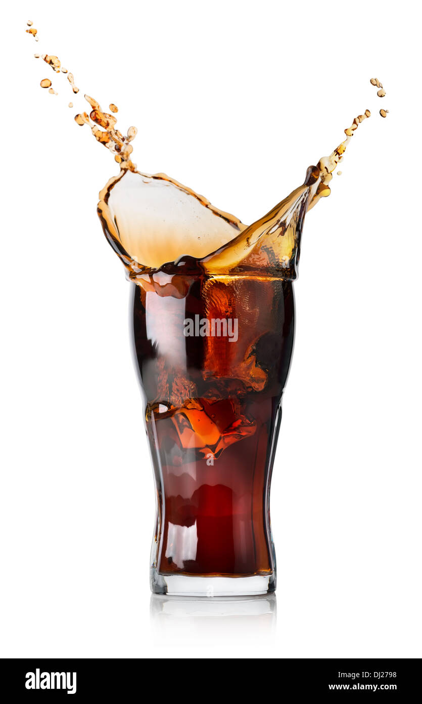 Splash of cola in a glass isolated on a white background Stock Photo ...