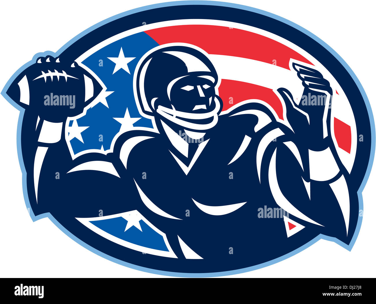 Illustration of an american football gridiron quarterback QB player ...