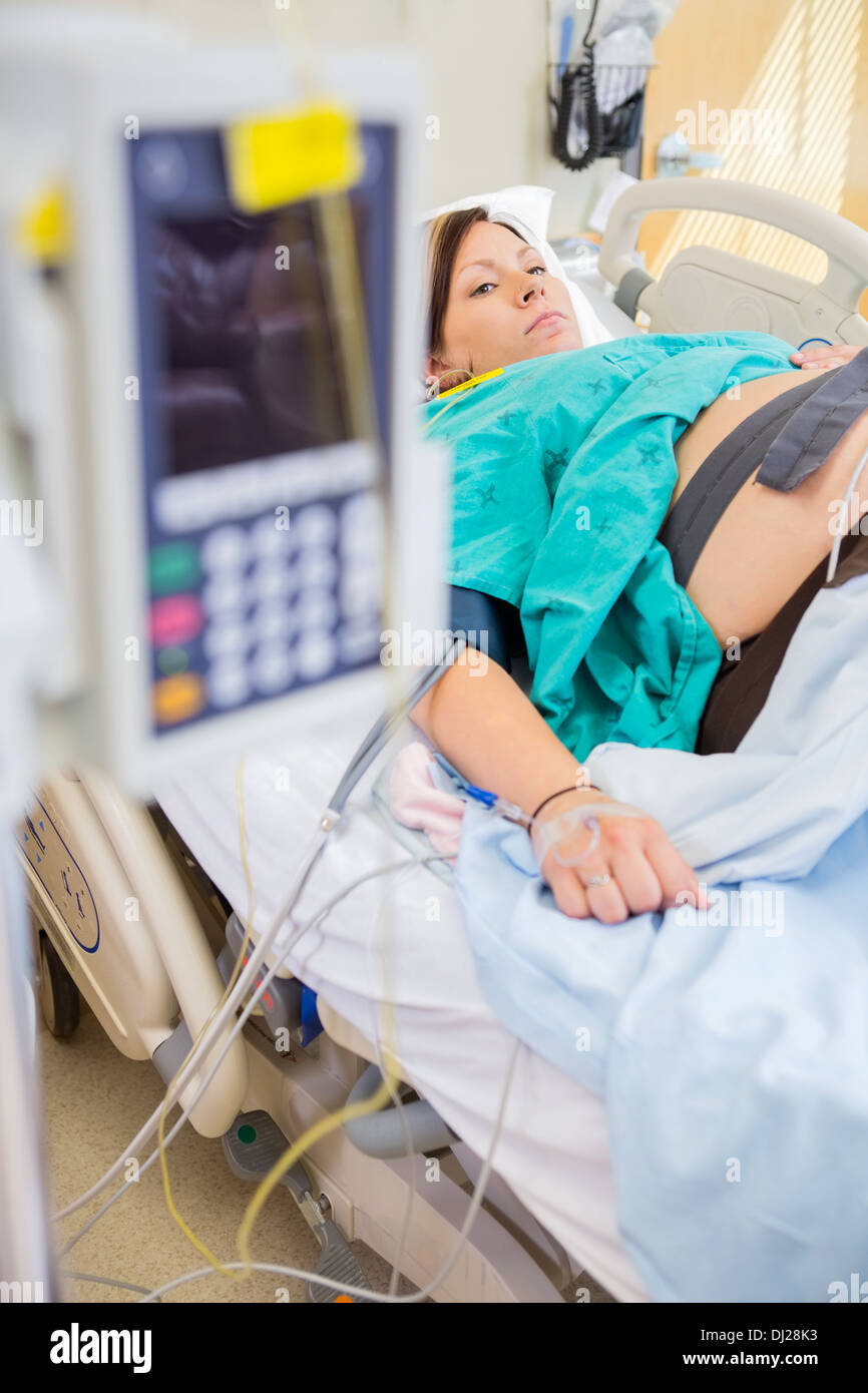 Pregnant Woman with Epidural Stock Photo - Alamy