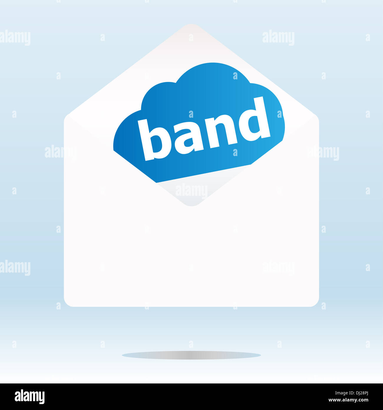band word on blue cloud, paper mail envelope Stock Photo - Alamy