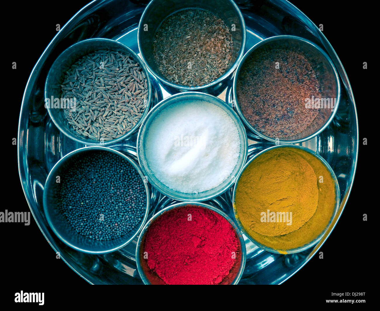 Different Spices Kept in Different tins Stock Photo - Alamy