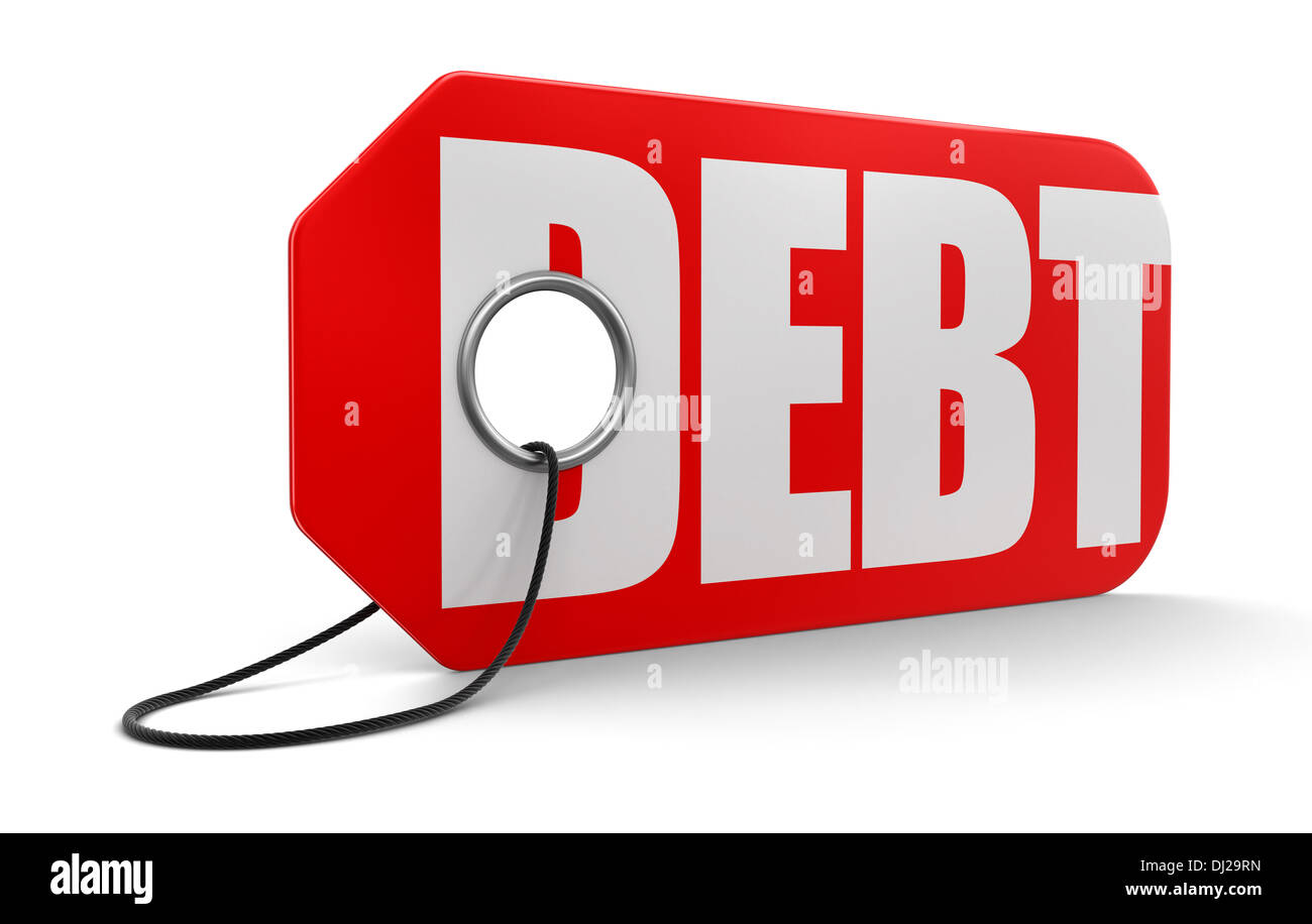 Label with debt (clipping path included Stock Photo - Alamy