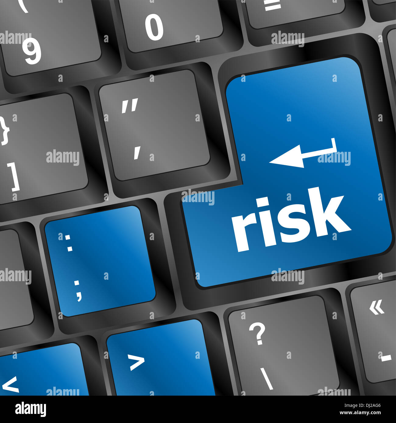 Red risk button on the keyboard Stock Photo - Alamy