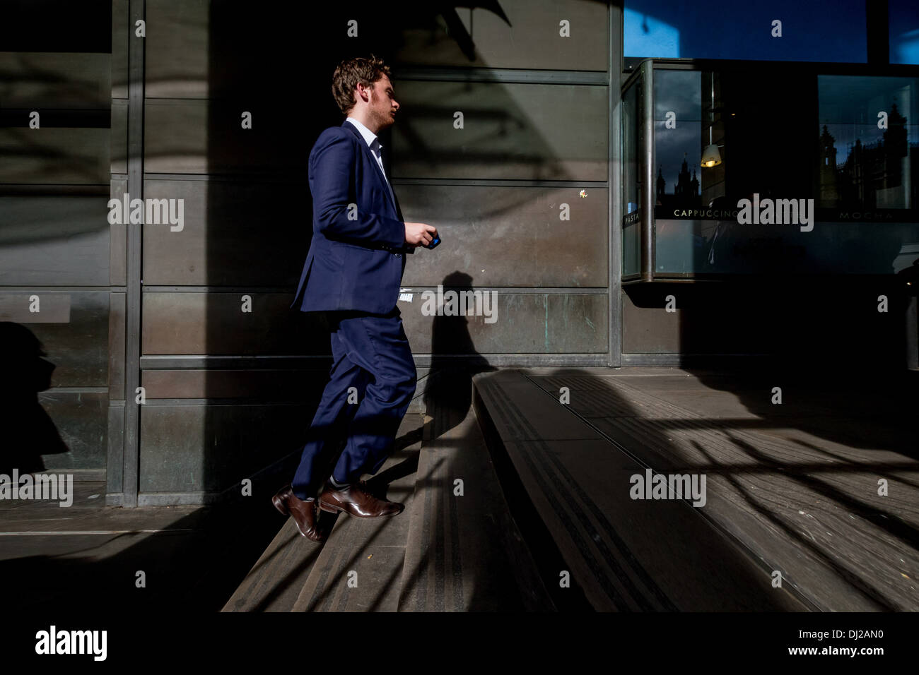 Rush hour work commuters exiting Westminster underground station in ...