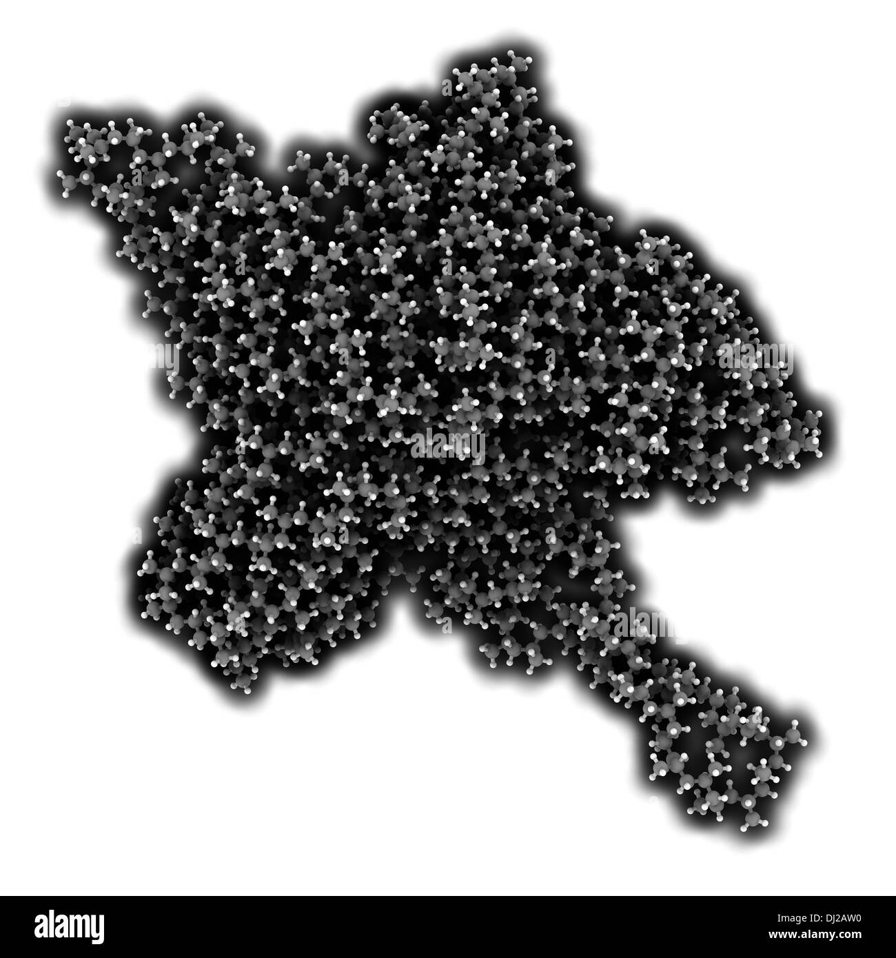 Polypropylene (polypropene, PP) plastic, chemical structure. Atoms are ...
