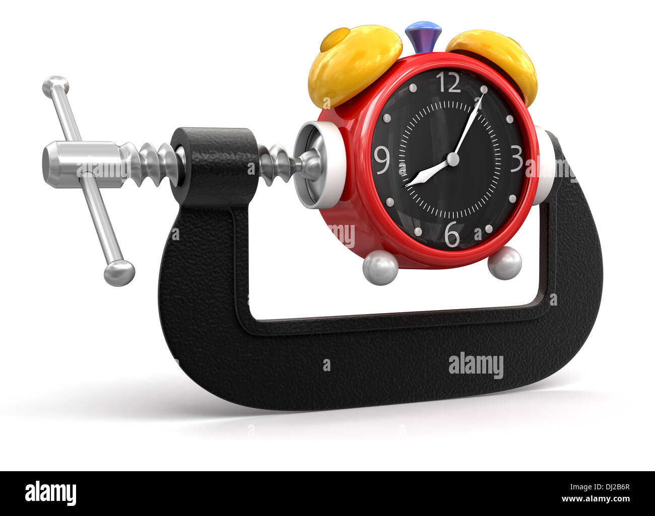 Alarm Clock in clamp (clipping path included Stock Photo - Alamy