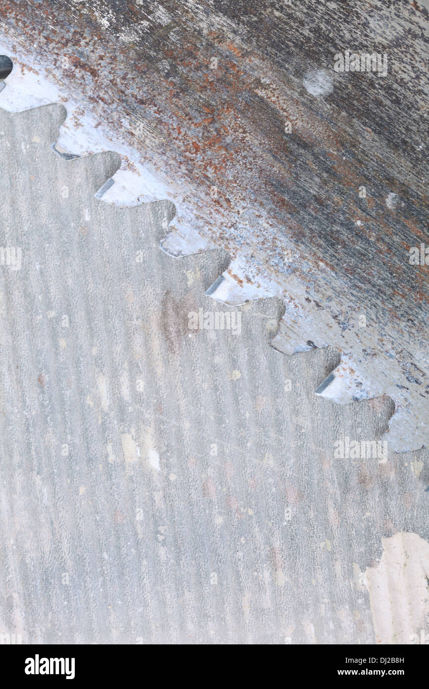 close up tool detail of crosscut saw blade in construction site Stock ...