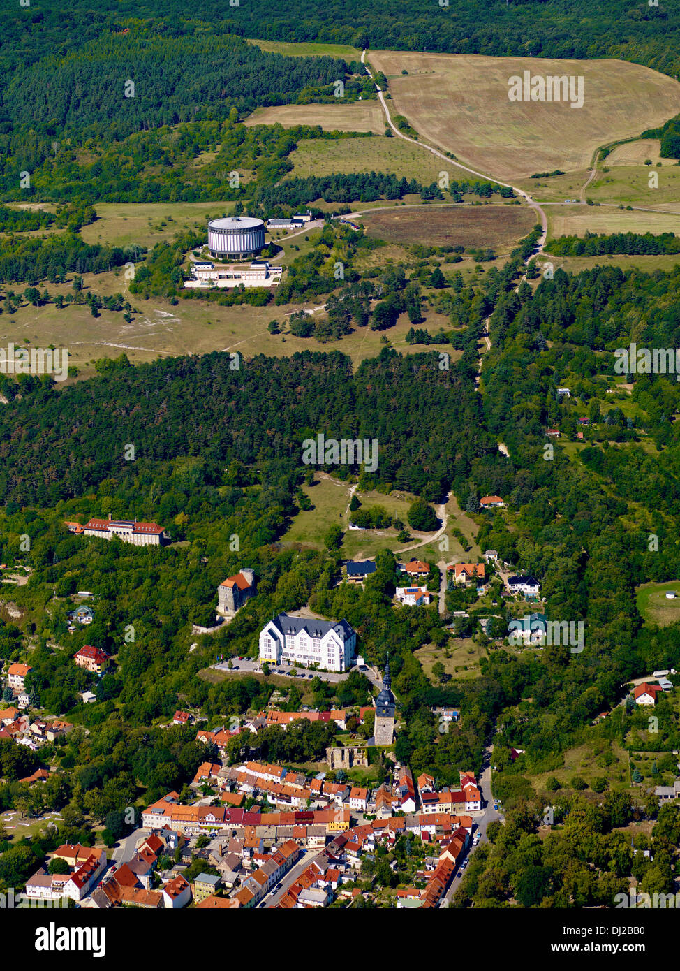 Aerial view of Bad Frankenhausen with panoramic museum, Thuringia ...