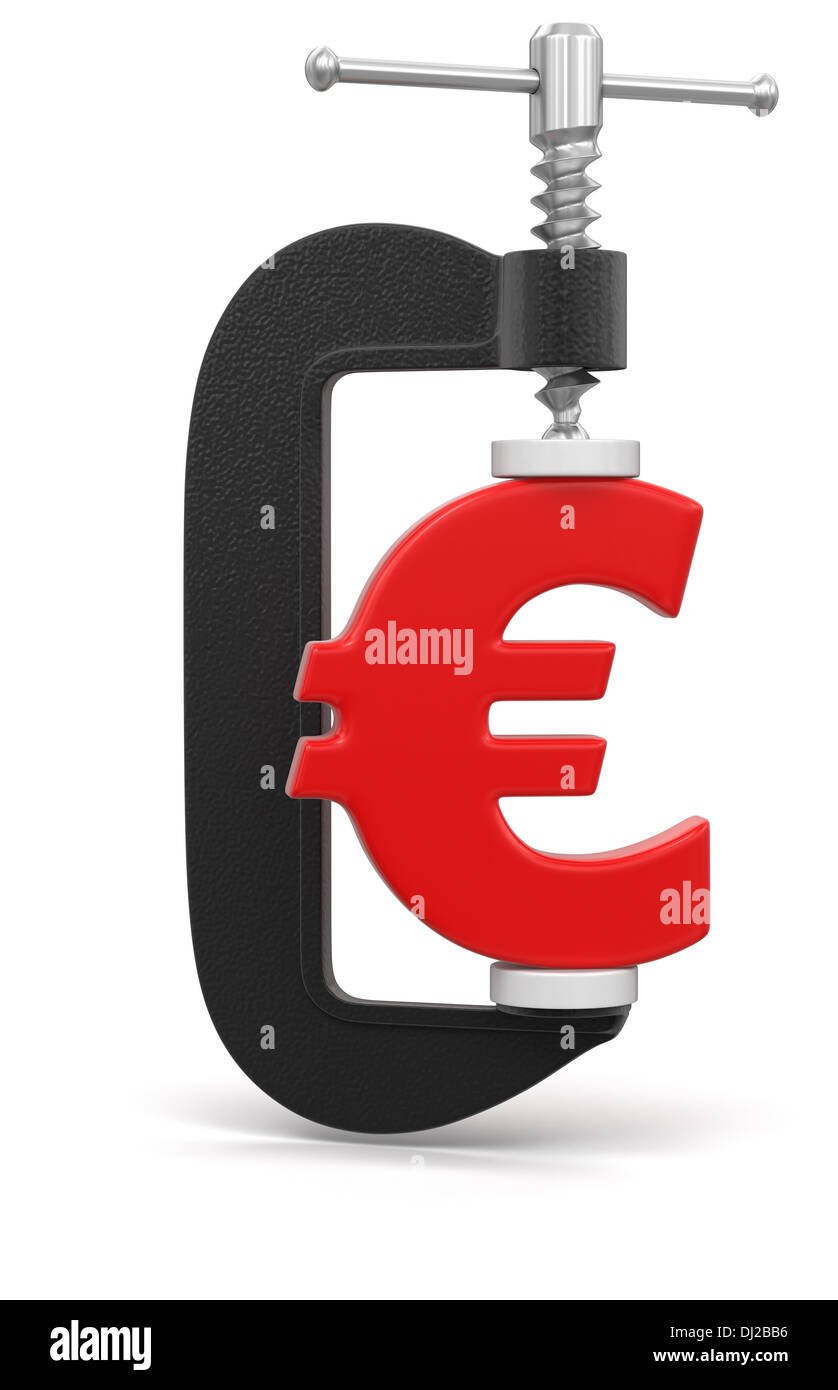 Euro in clamp (clipping path included Stock Photo - Alamy