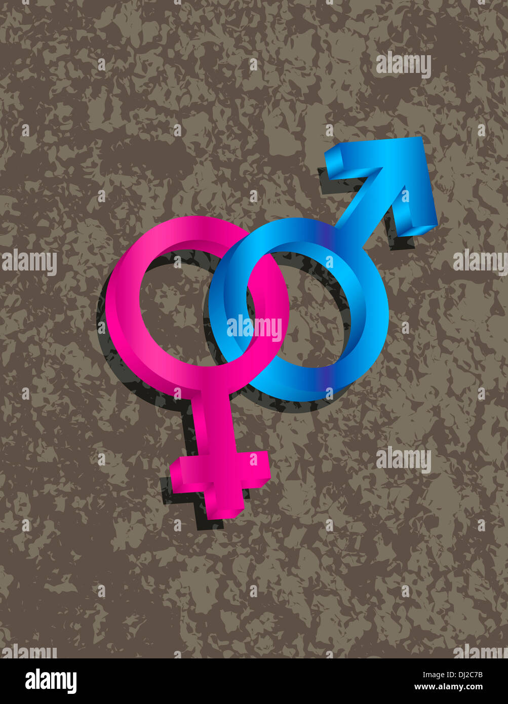 Male and Female Gender 3D Symbols Interlocking Isolated on White ...