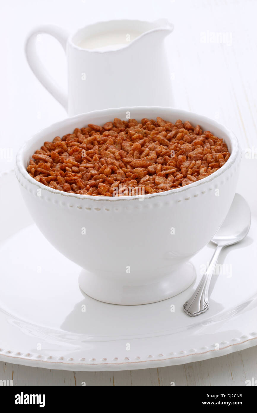 delicious and nutritious toasted or crisped rice chocolate cereal Stock ...