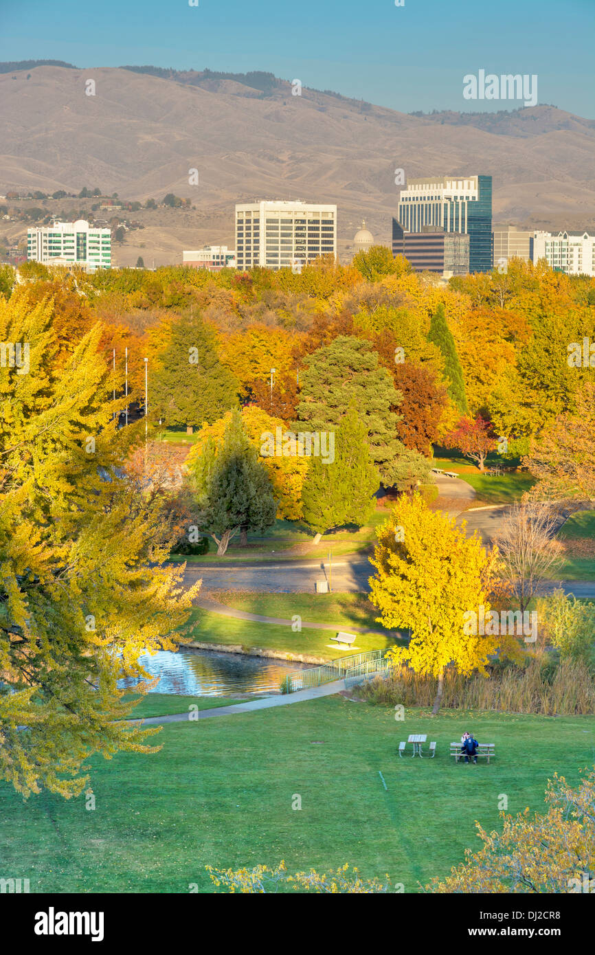 City park filled with fall trees and the city of Boise Stock Photo - Alamy