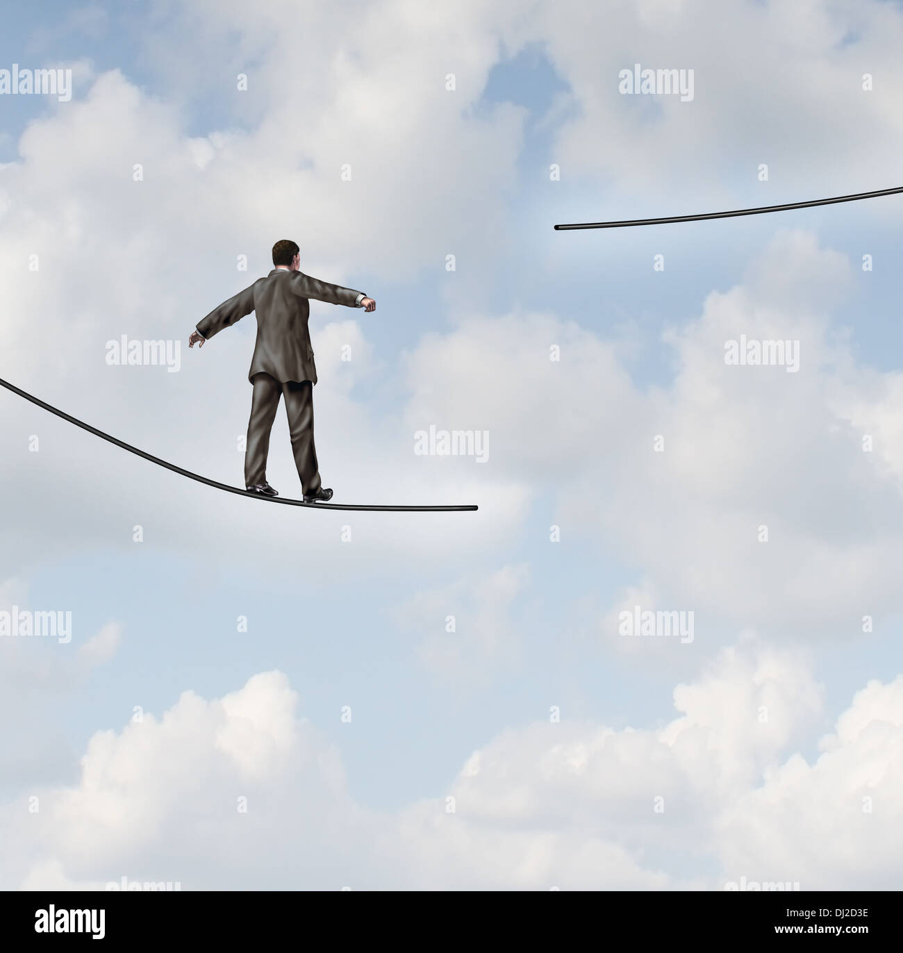 Difficult situation business concept with a businessman walking on a ...