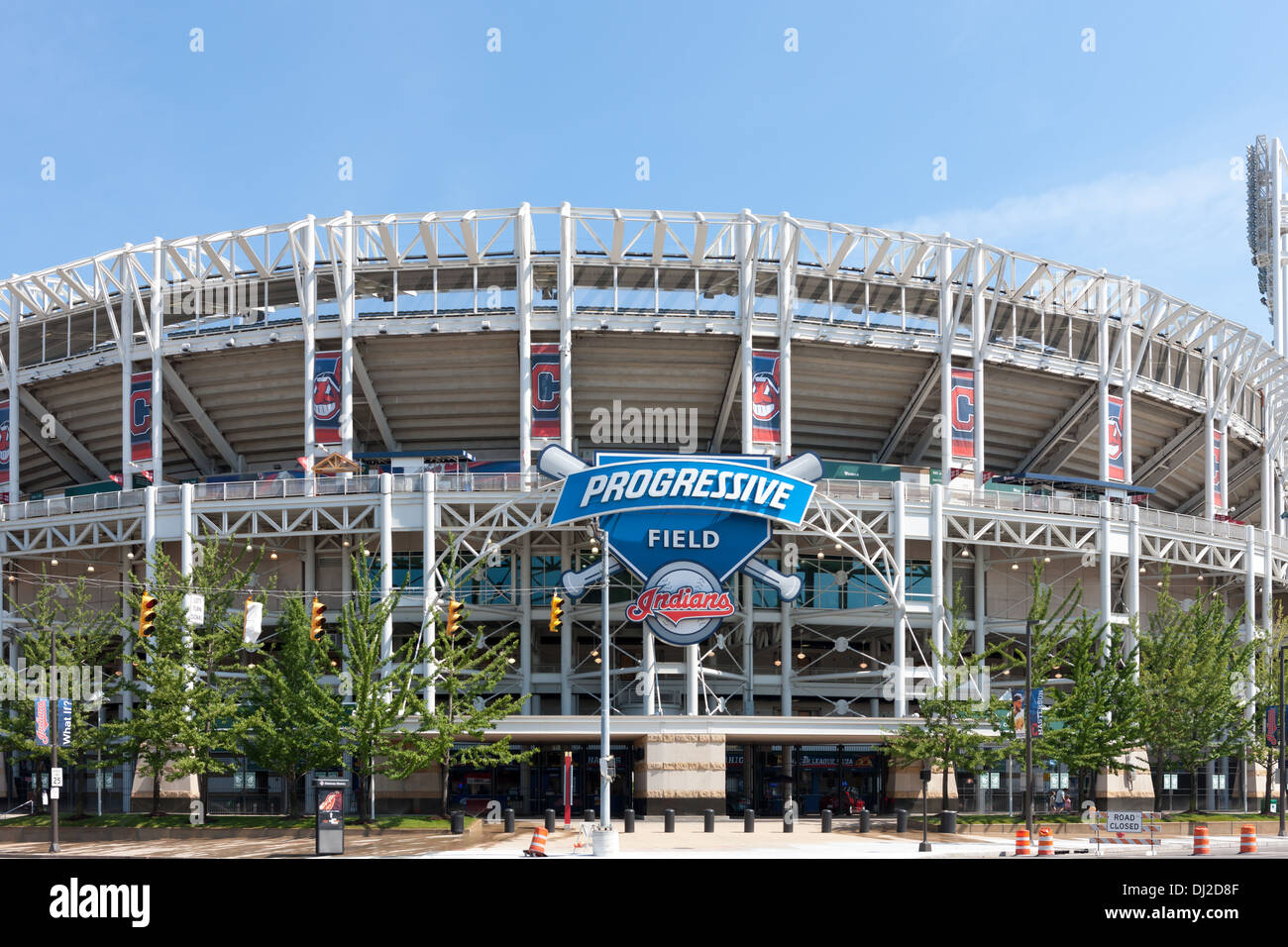 A view of Progressive Field, home of the Cleveland Indians, from ...