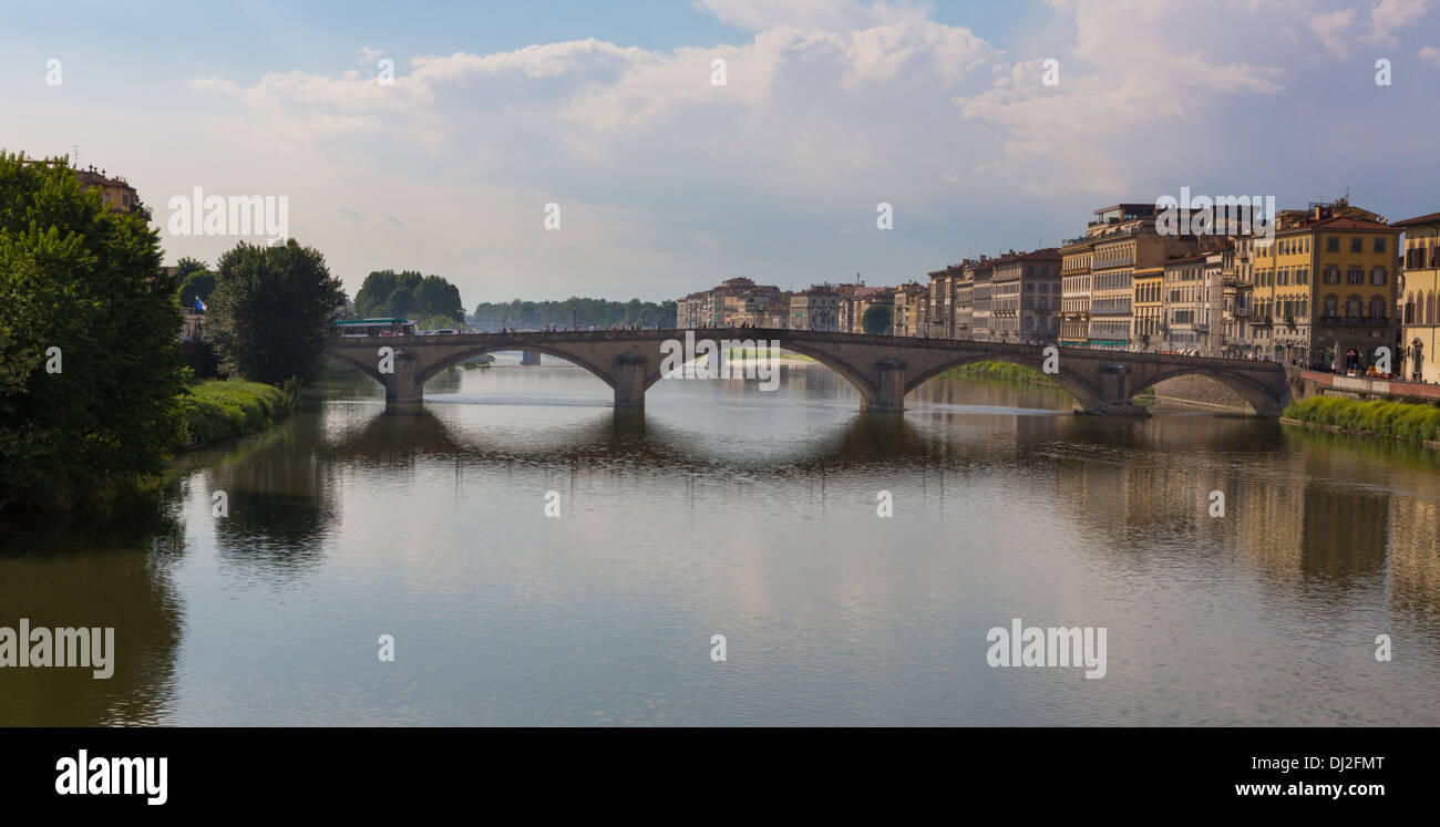 Bridge in Florence, Italy with colorful buildings on a sunny day Stock ...