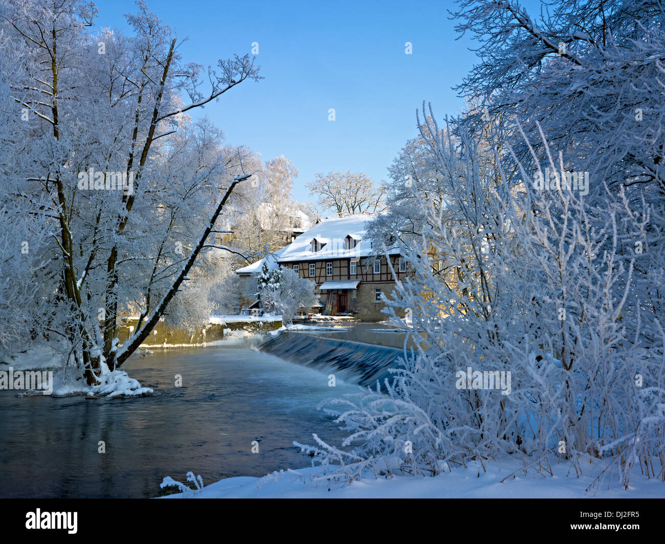 Water mill on the River Ilm in Taubach, Thuringia, Germany Stock Photo ...