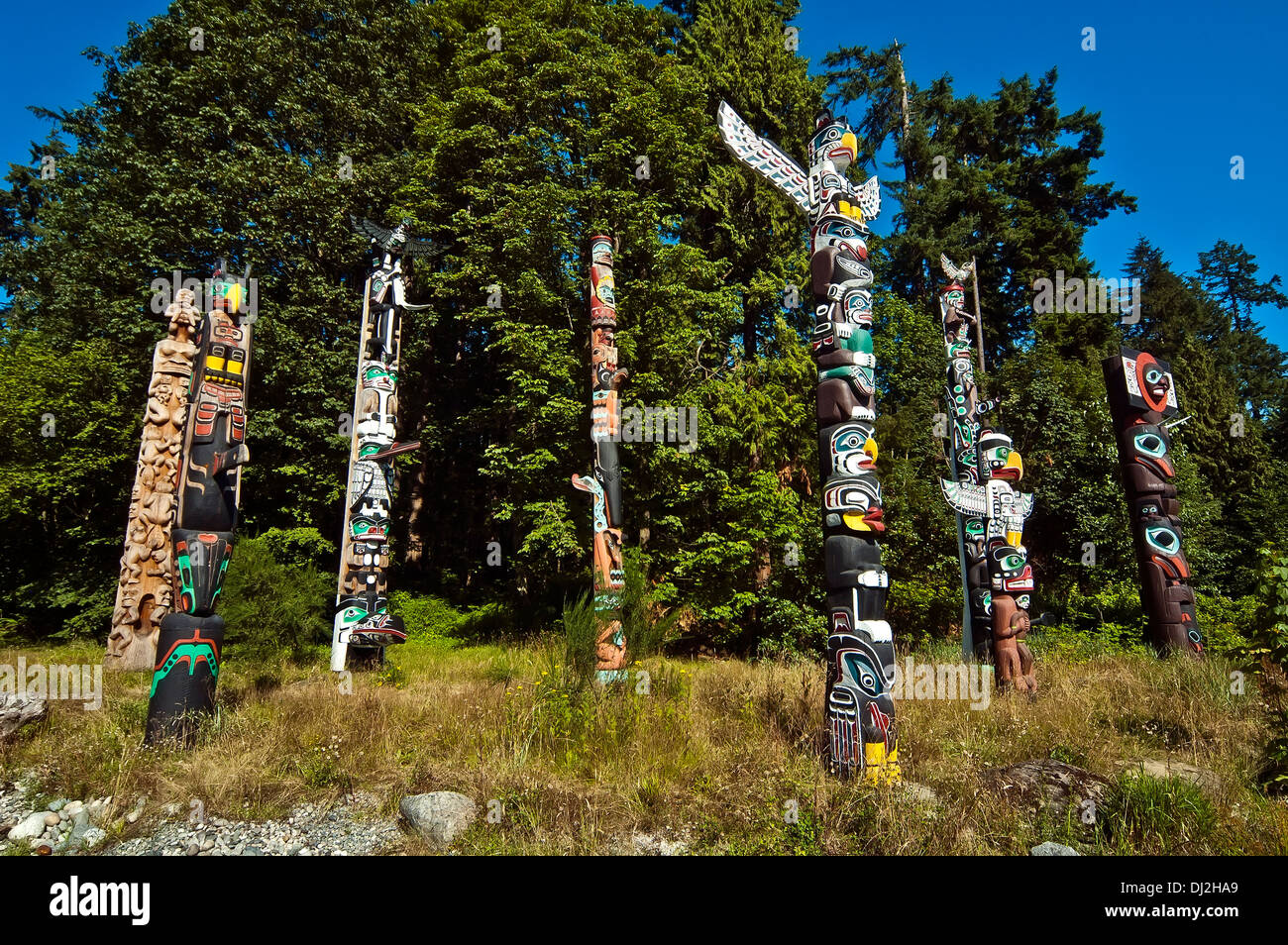 Totem Poles in Stanley park Vancouver ,BC, Canada Stock Photo - Alamy