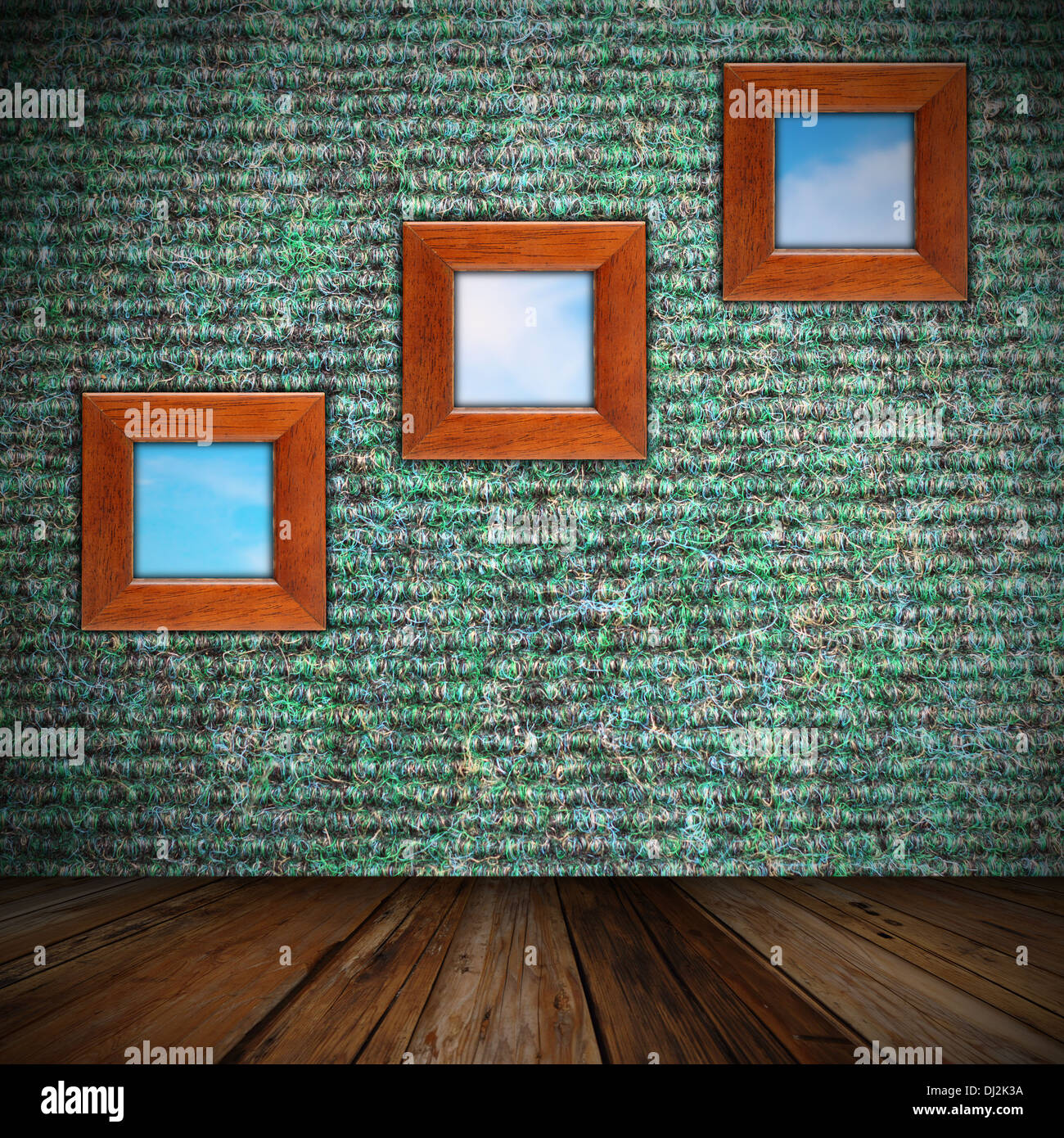 indoor design backdrop with frames on wall like windows Stock Photo - Alamy