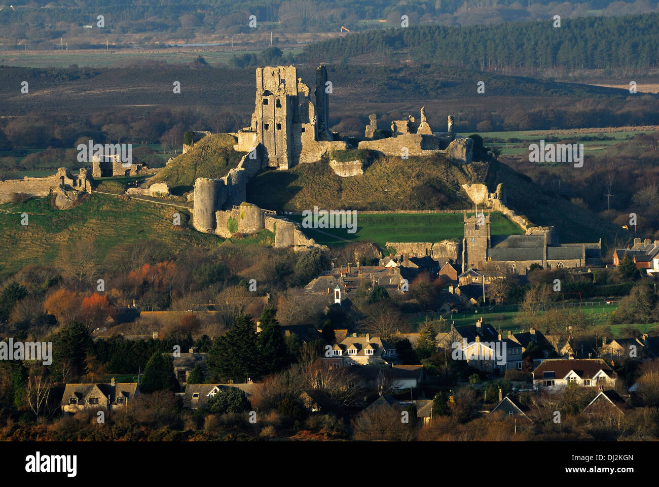 A view of Corfe Castle Dorset UK Stock Photo - Alamy