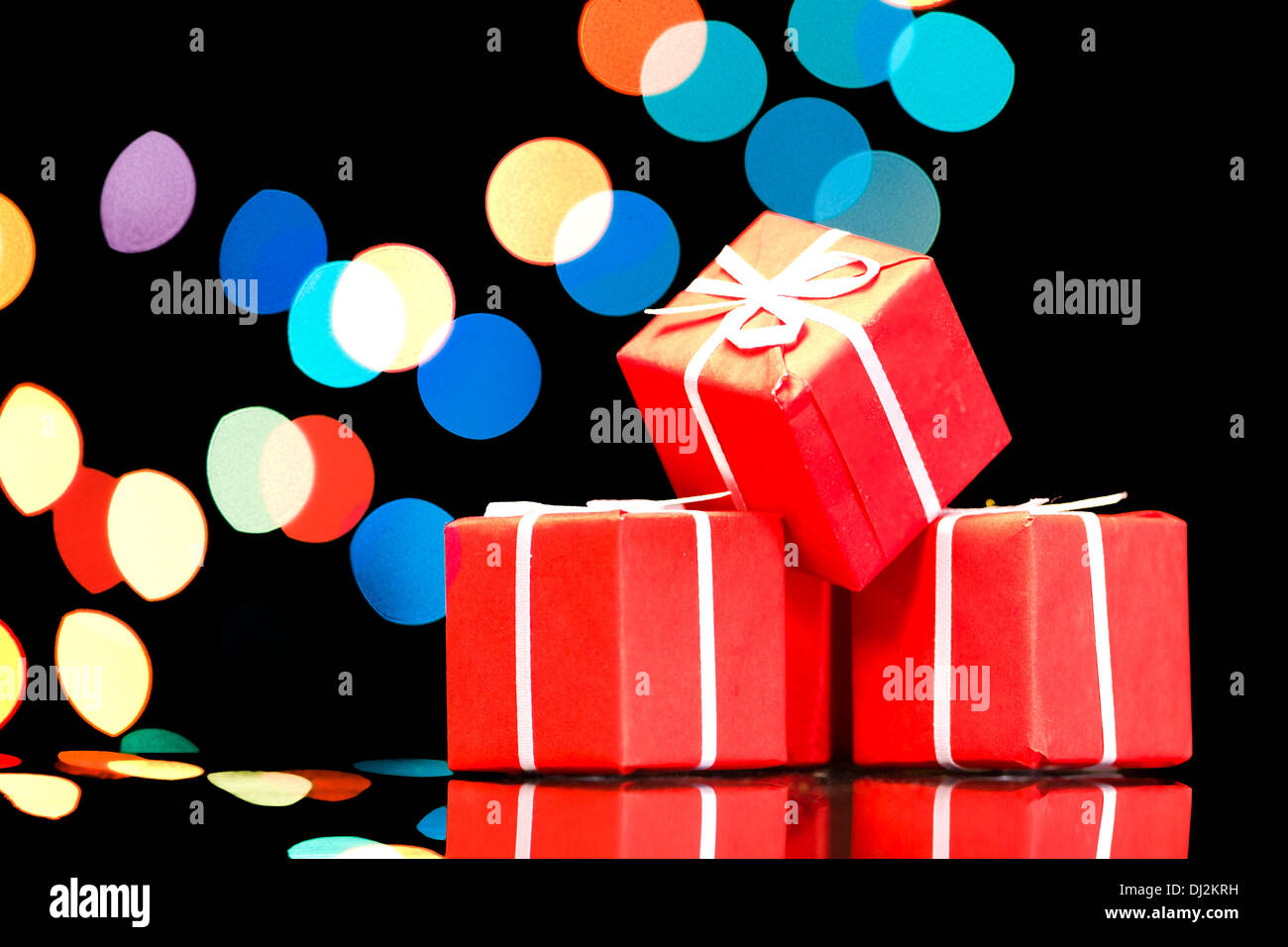 Christmas red box gifts Stock Photo - Alamy