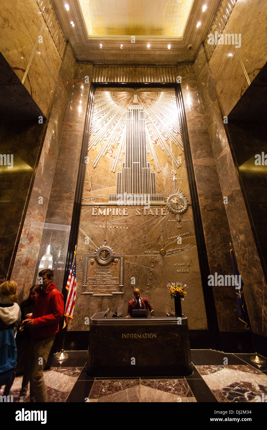 Empire State building mural in the foyer, Manhattan, New York City ...