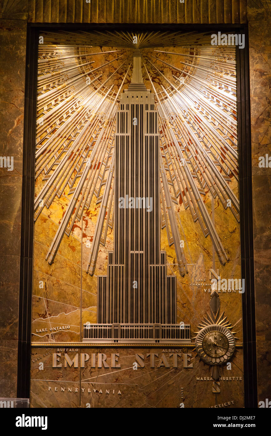 Empire State building mural in the foyer, Manhattan, New York City ...