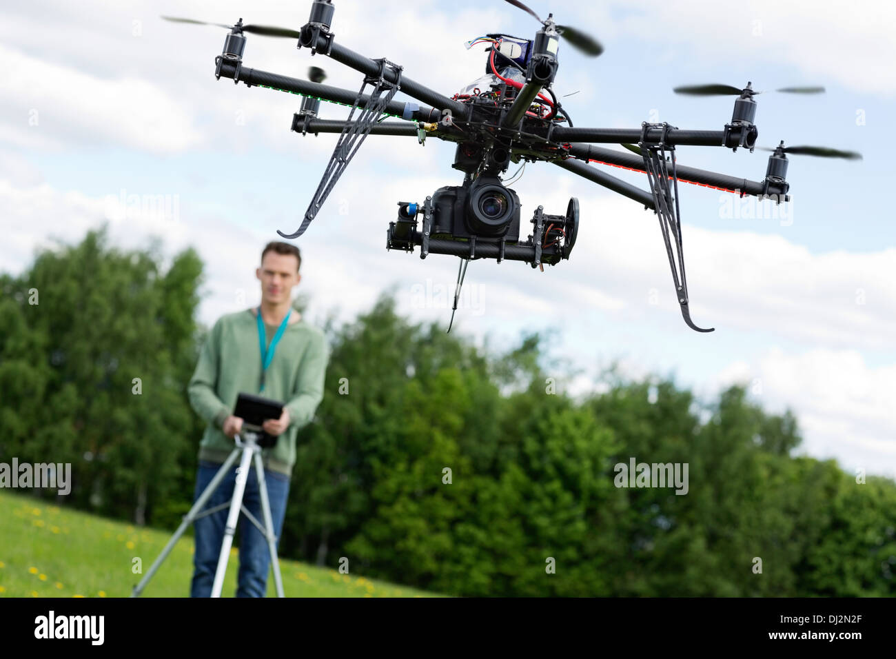 Technician Operating UAV Octocopter Stock Photo - Alamy