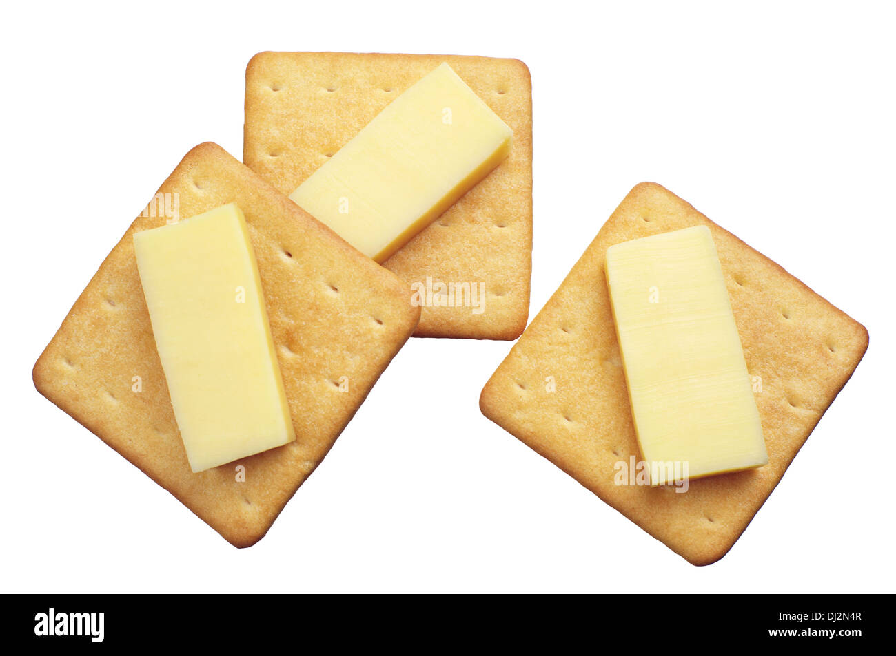 Crackers with cheese isolated on white background Stock Photo - Alamy