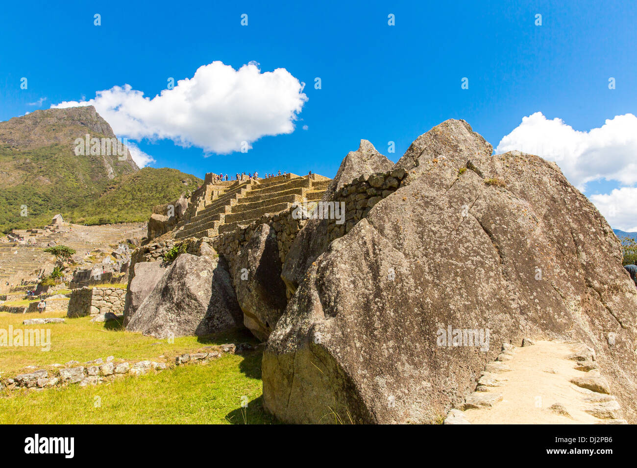 Inca Wall in Machu Picchu Peru South America. Example of polygonal ...