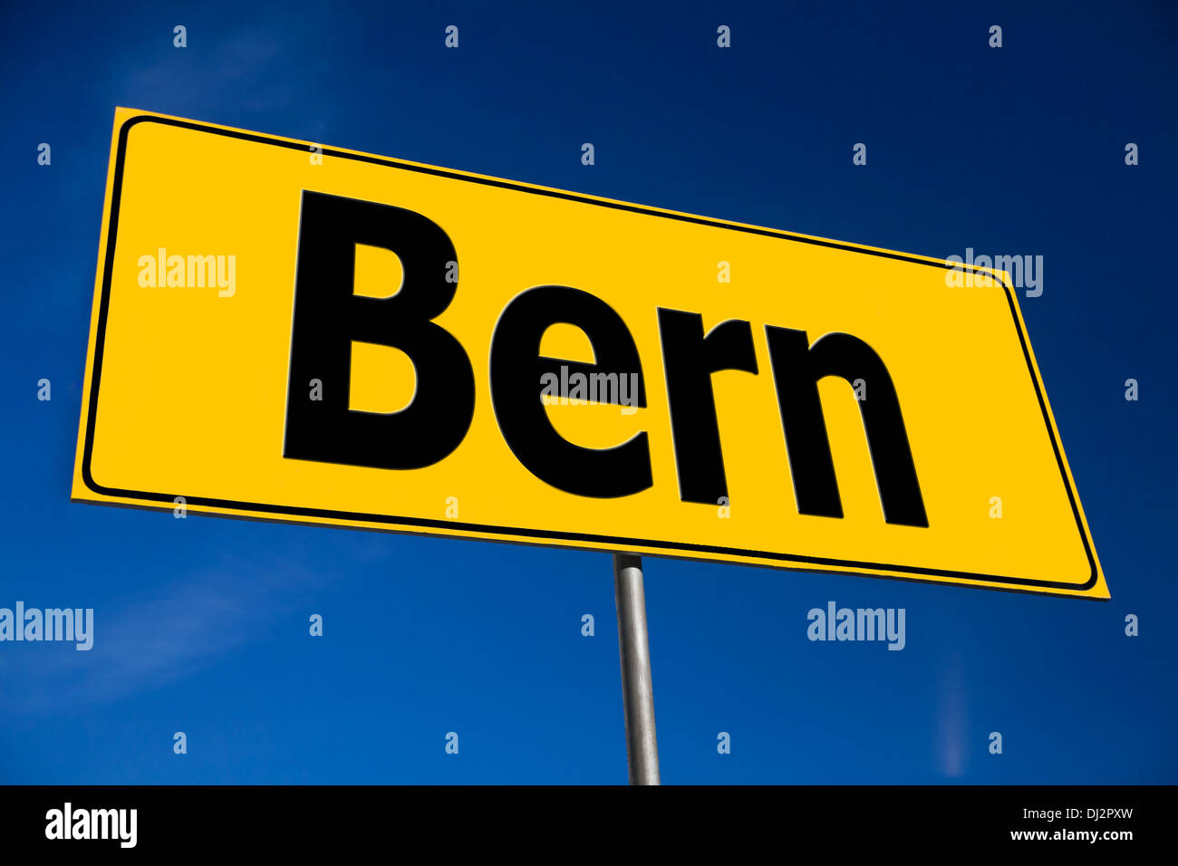 Yellow road sign Stock Photo - Alamy