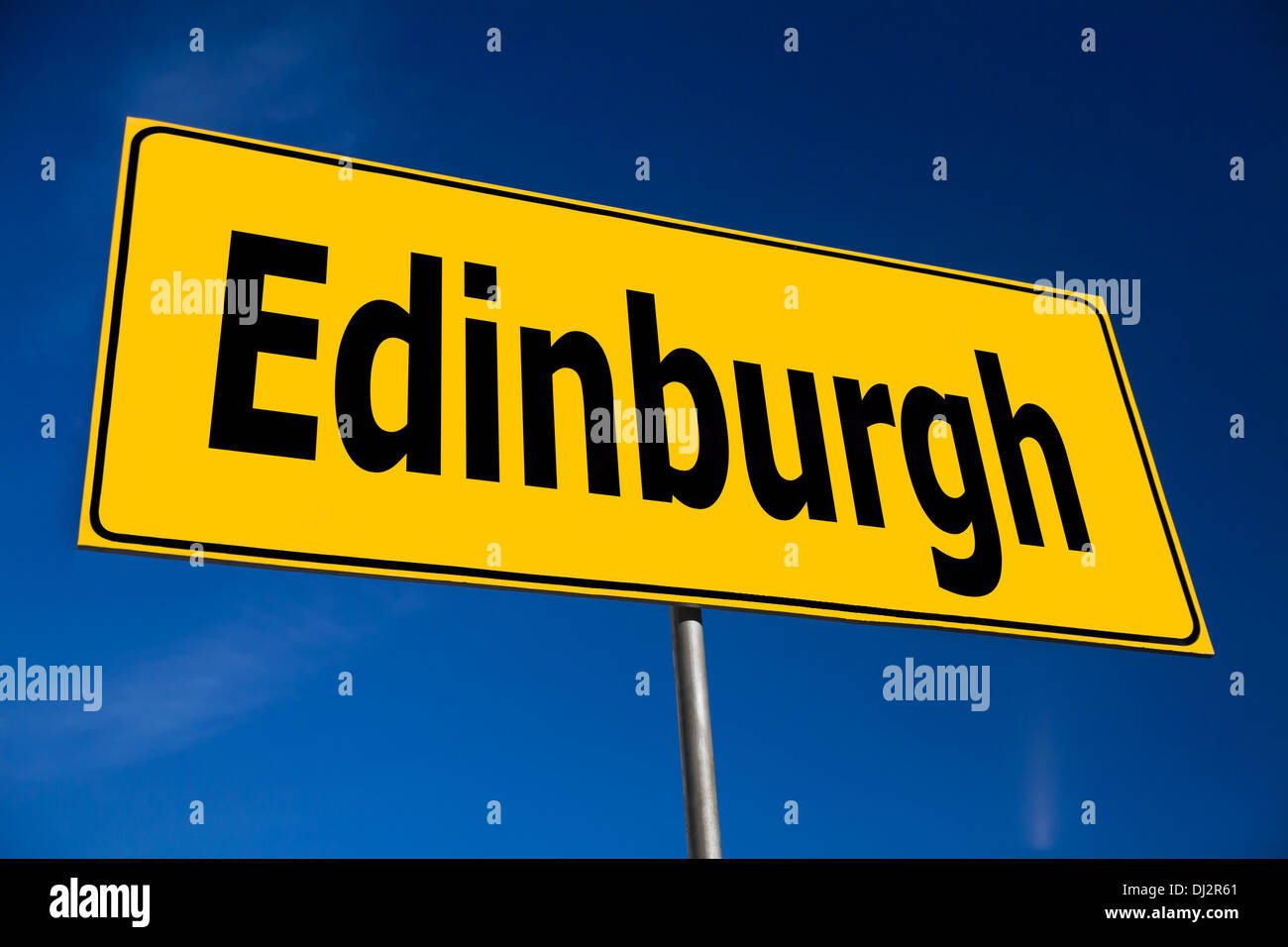 Yellow road sign Stock Photo - Alamy