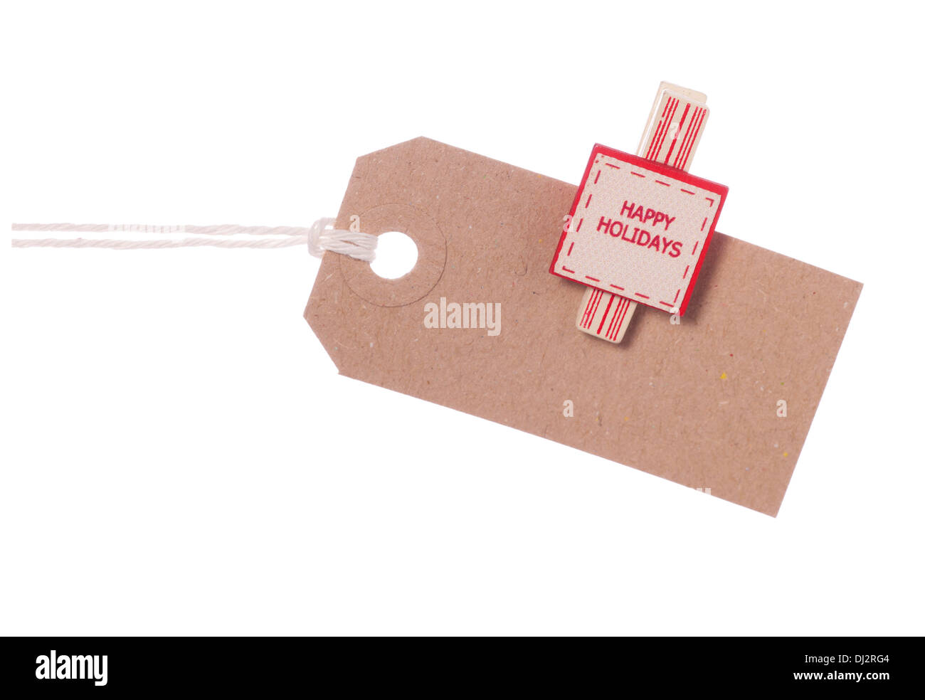 Brown gift tag happy holidays cutout Stock Photo - Alamy