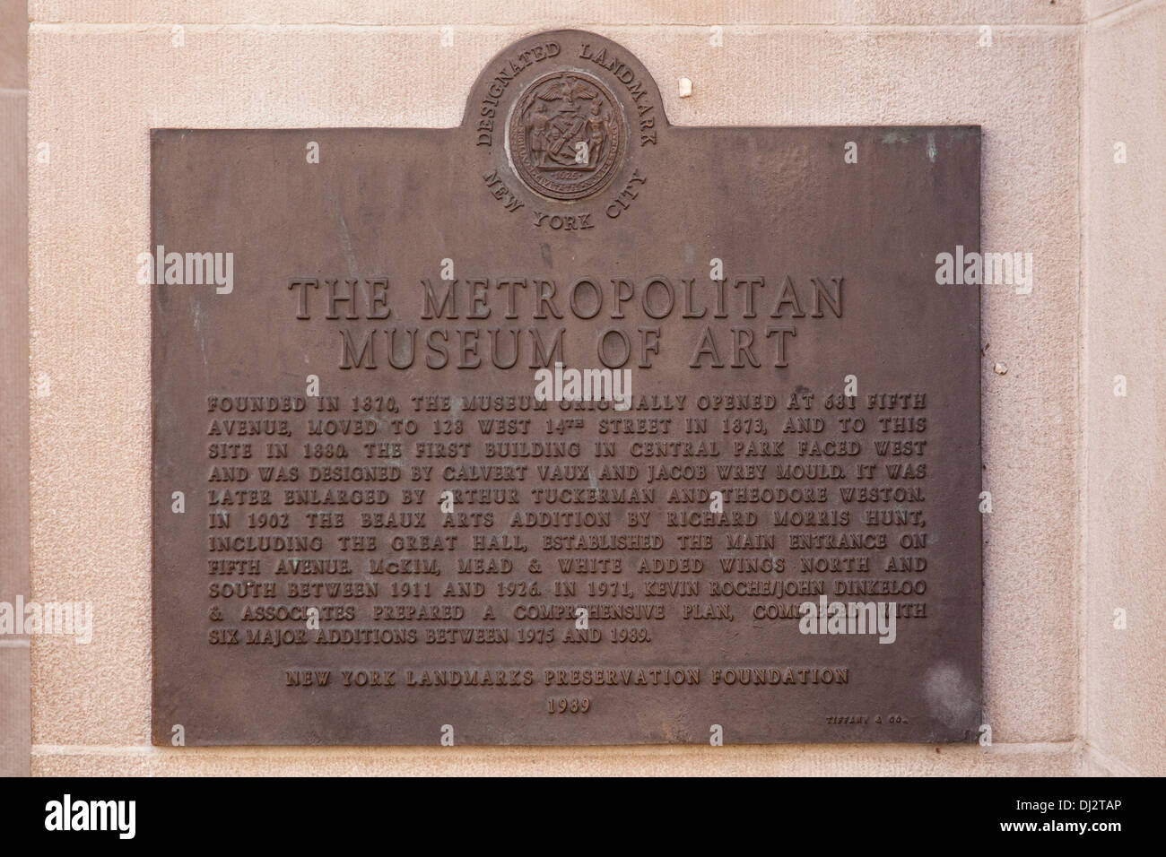 Sign for the The Metropolitan Museum of Art. New York City, United ...