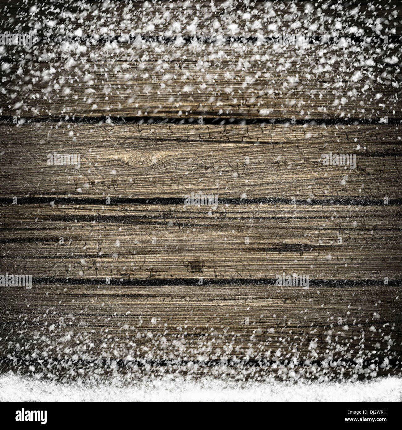 Wooden texture background in snow Stock Photo - Alamy