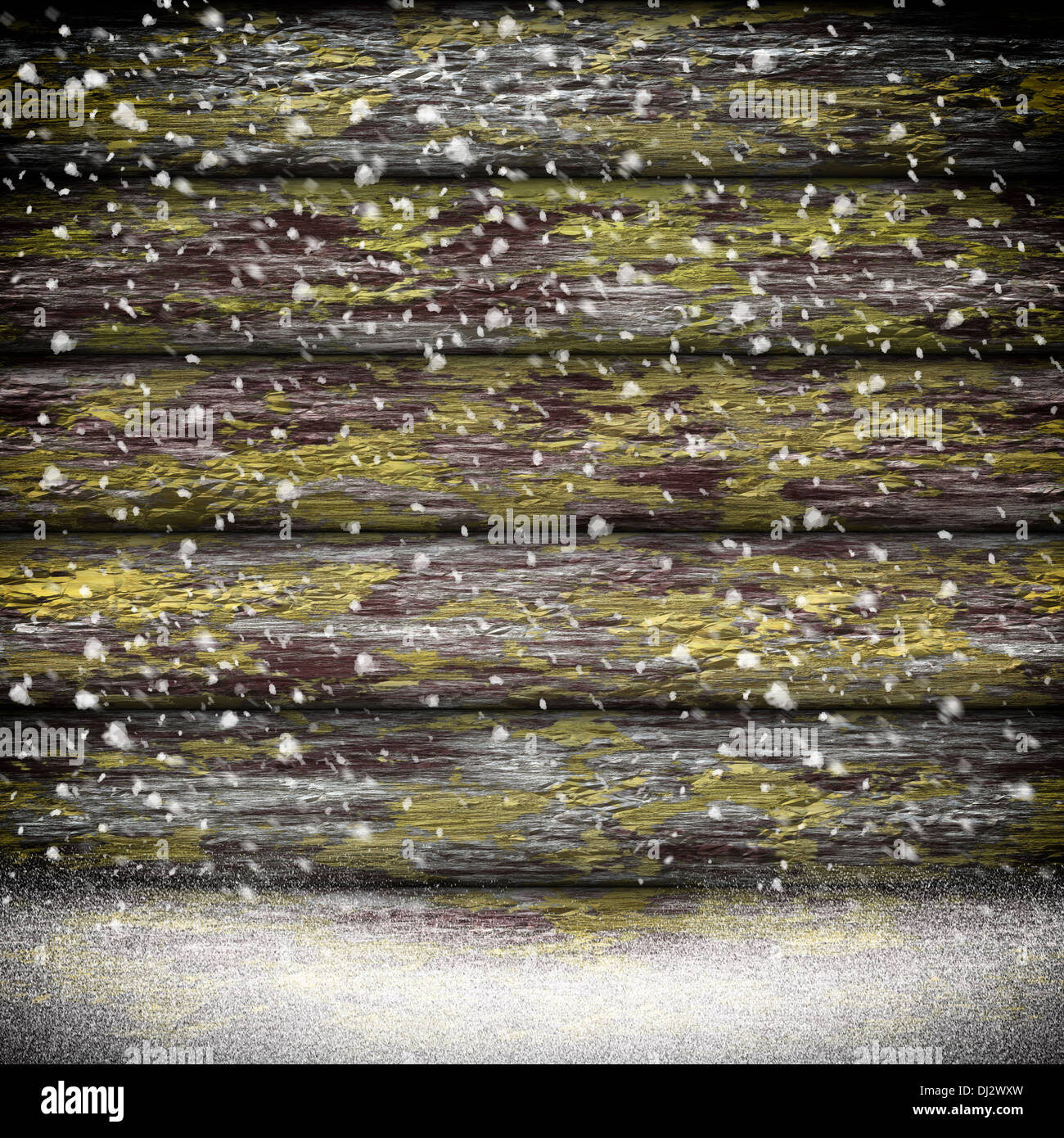 Wooden texture background in snow Stock Photo - Alamy