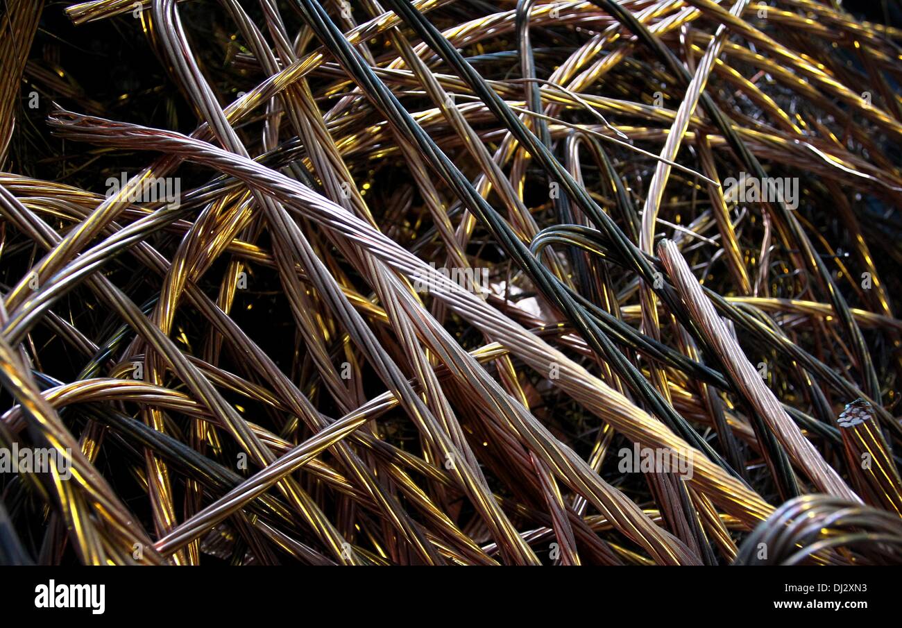 Marktoberdorf, Germany. 18th Nov, 2013. Copper wiring at a scrap metal ...