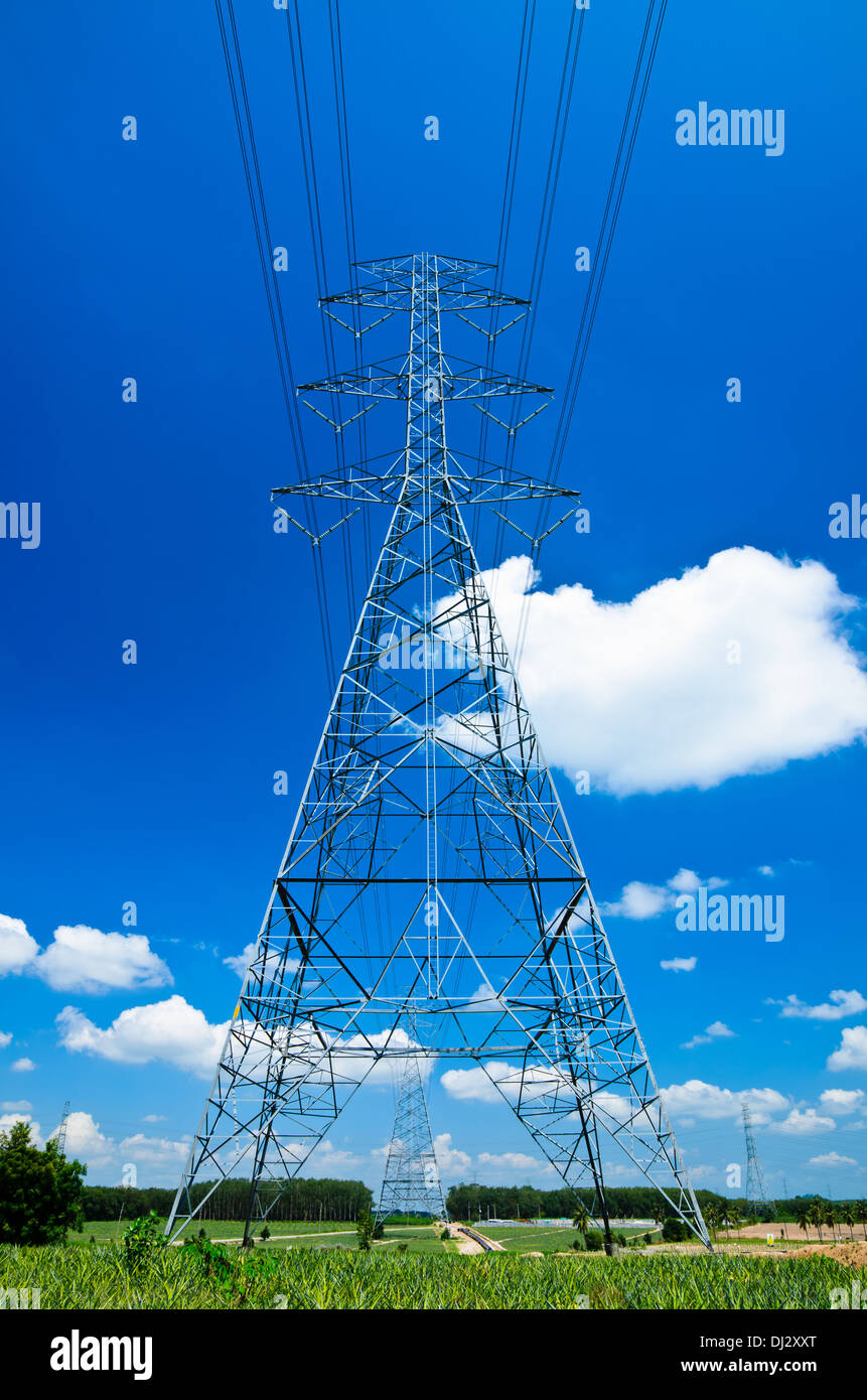 high voltage transmission towers Stock Photo - Alamy