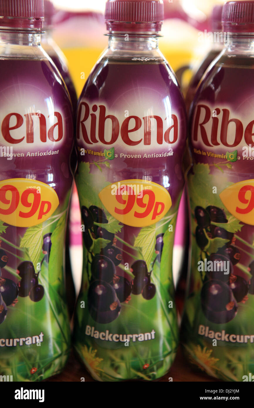 Ribena bottles on special promotion for 99p Stock Photo - Alamy