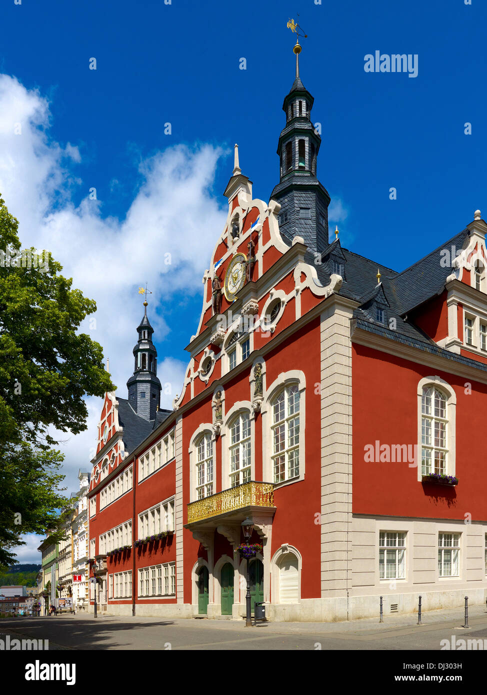 Renaissance town hall on the market square, Arnstadt, Thuringia ...