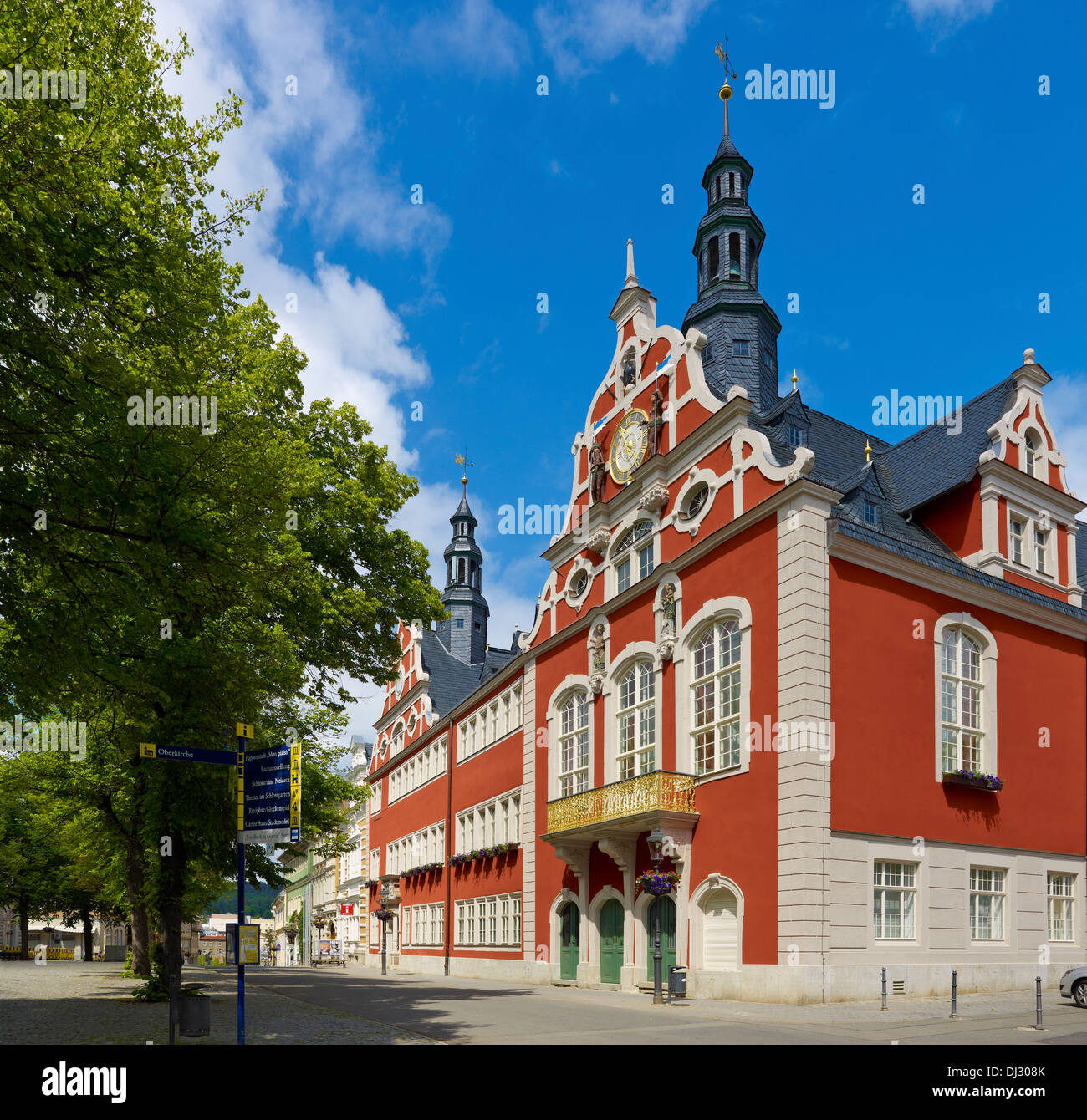 Renaissance town hall on the market square, Arnstadt, Thuringia ...