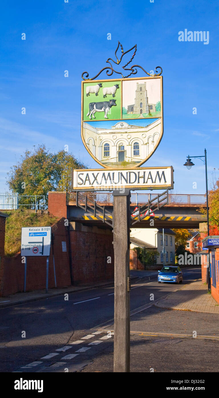 Town sign Saxmundham, Suffolk, England Stock Photo - Alamy