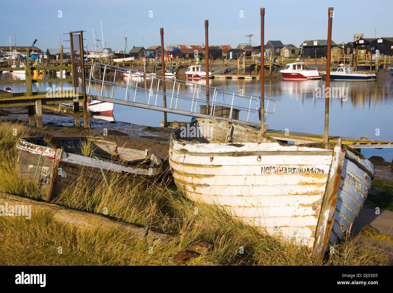 Boats on River Blyth, Southwold harbour from Walberswick, Suffolk ...