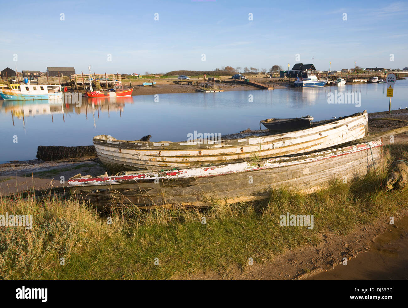 Boats on River Blyth, Southwold harbour from Walberswick, Suffolk ...
