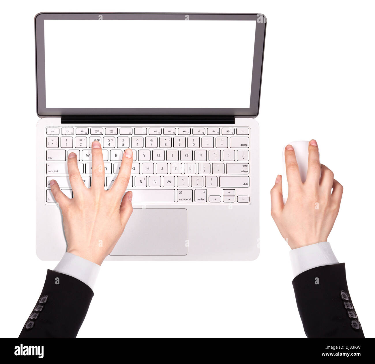 laptop with Businessman hand isolated on white background Stock Photo ...