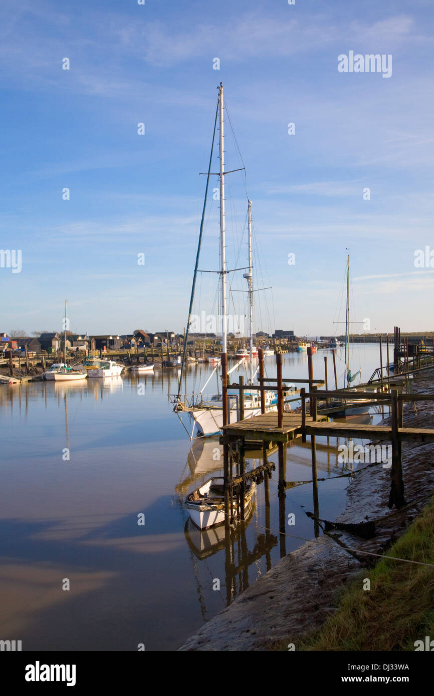 Boats on River Blyth, Southwold harbour from Walberswick, Suffolk ...