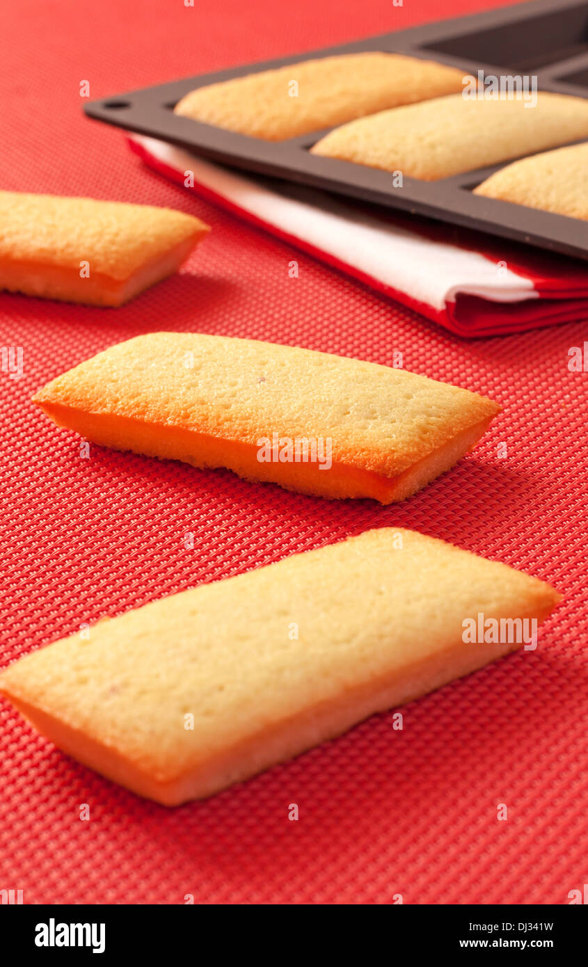 French biscuits called Financiers, with almond powder, smooth inside ...